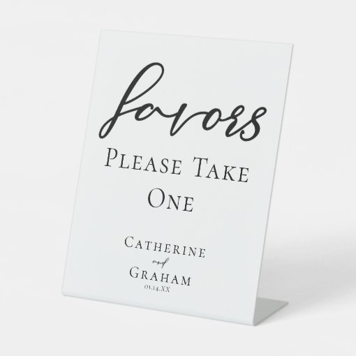 Simple Black Typography Take One Wedding Favors Pedestal Sign | Zazzle
