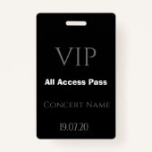 Simple Black VIP All Access Pass Concert Badge | Zazzle