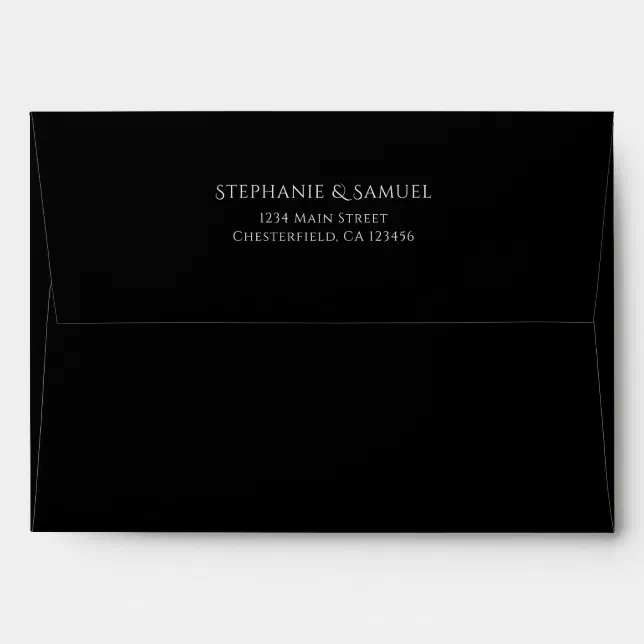 Simple Black Wedding Return Address Envelope | Zazzle