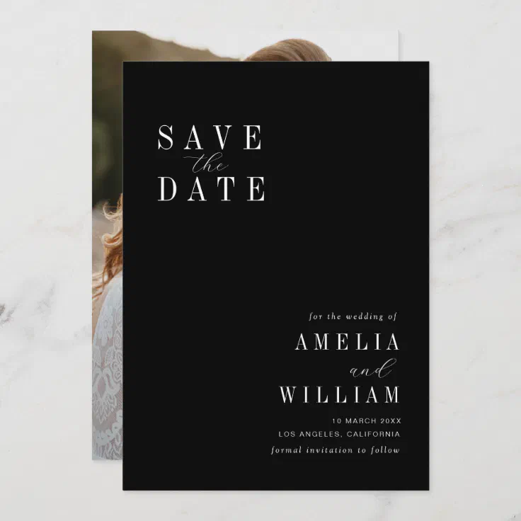 simple black wedding Save the Date | Zazzle
