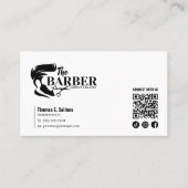 Simple Black White Barber Shop HairStylist QR Code Business Card | Zazzle