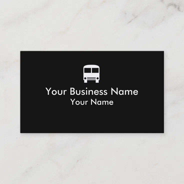 Simple black white bus symbol business cards | Zazzle