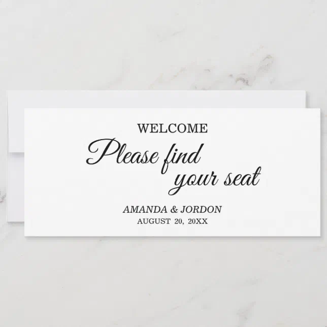 Simple Black White Calligraphy Seat Chart Header | Zazzle