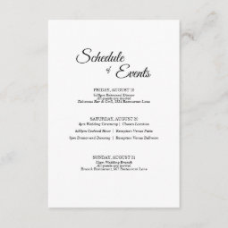Simple Black White Calligraphy Wedding Schedule Enclosure Card | Zazzle
