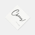 Simple Black White Cheer Script Minimalist Wedding Napkins | Zazzle