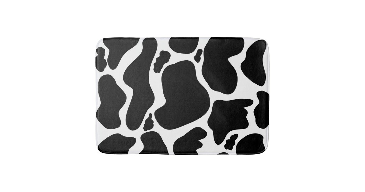 Simple Black white Cow Spots Animal Bath Mat | Zazzle