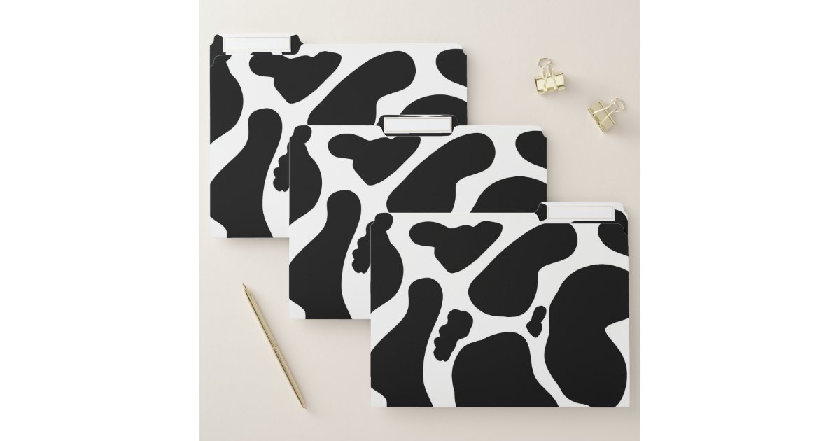 Simple Black white Cow Spots Animal File Folder | Zazzle