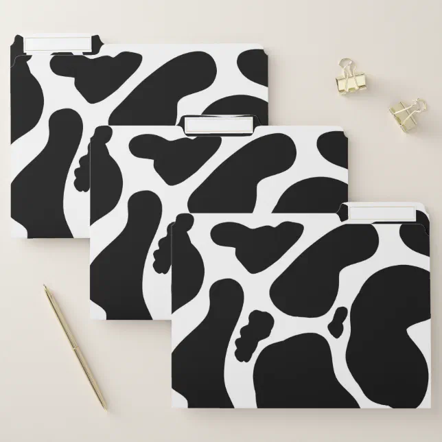 Simple Black white Cow Spots Animal File Folder | Zazzle