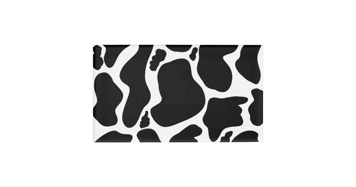 Simple Black white Cow Spots Animal Name Tag | Zazzle