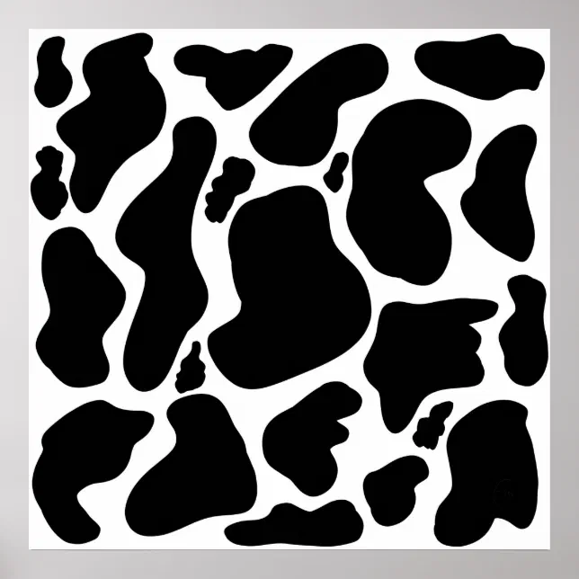 Simple Black white Cow Spots Animal Poster | Zazzle