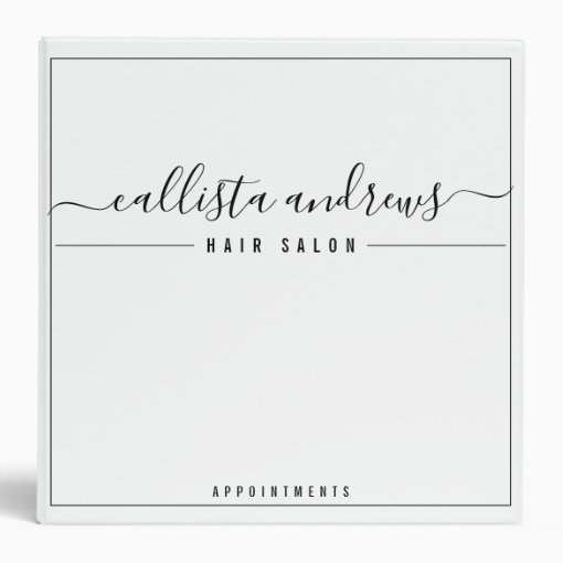 Simple Black White Cursive Appointment Book 3 Ring Binder | Zazzle