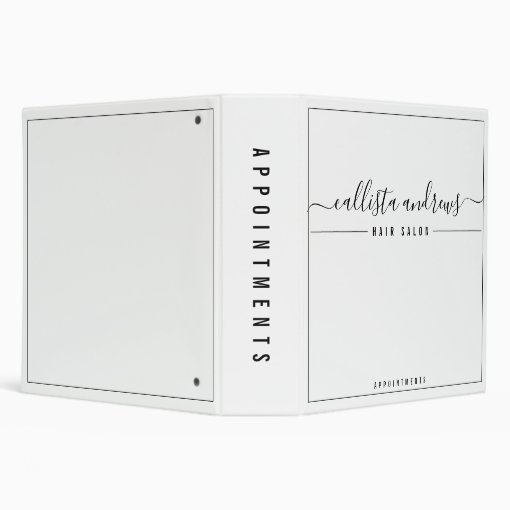 Simple Black White Cursive Appointment Book 3 Ring Binder | Zazzle