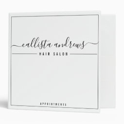 Simple Black White Cursive Appointment Book 3 Ring Binder | Zazzle