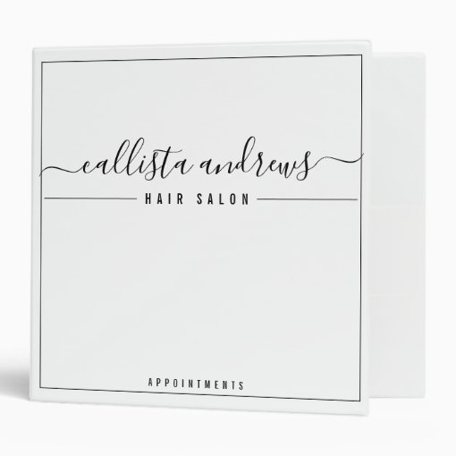 Simple Black White Cursive Appointment Book 3 Ring Binder | Zazzle