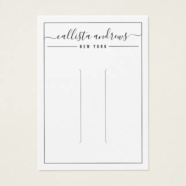 Simple Black White Cursive Hair Clip Display Card | Zazzle
