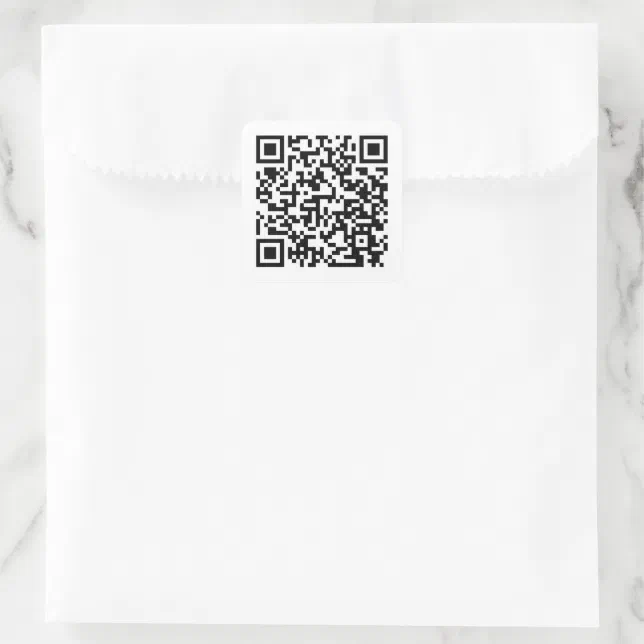 Simple Black White Custom URL QR Code Square Sticker | Zazzle