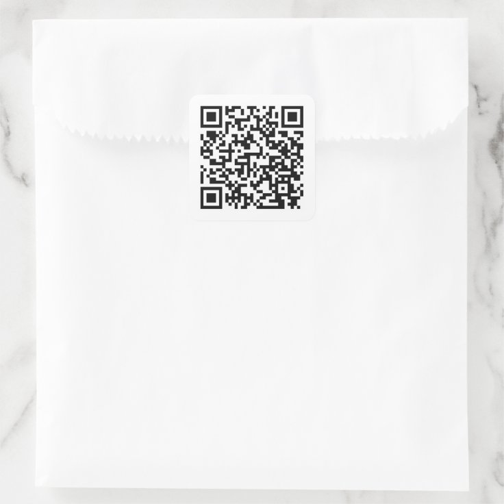 Simple Black White Custom URL QR Code Square Sticker | Zazzle