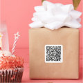 Simple Black White Custom URL QR Code Square Sticker | Zazzle