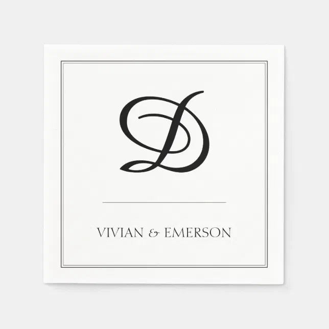 Simple Black White Elegant Monogram Wedding Napkins | Zazzle Simple Black White Elegant Monogram Wedding Napkins | Zazzle