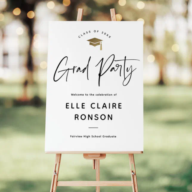 Simple Black & White Graduation Party Welcome Foam Board | Zazzle