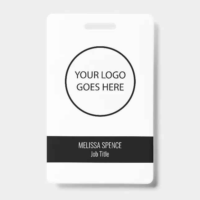 Simple Black White ID Employee Logo Security Badge | Zazzle