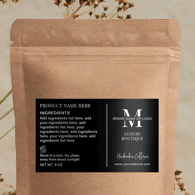 Simple Black & White Logo Product Ingredients Rectangular Sticker | Zazzle