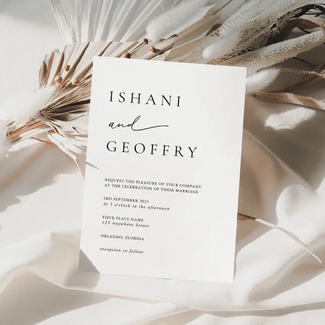 Simple Black & White Modern Minimalist Wedding Invitation | Zazzle