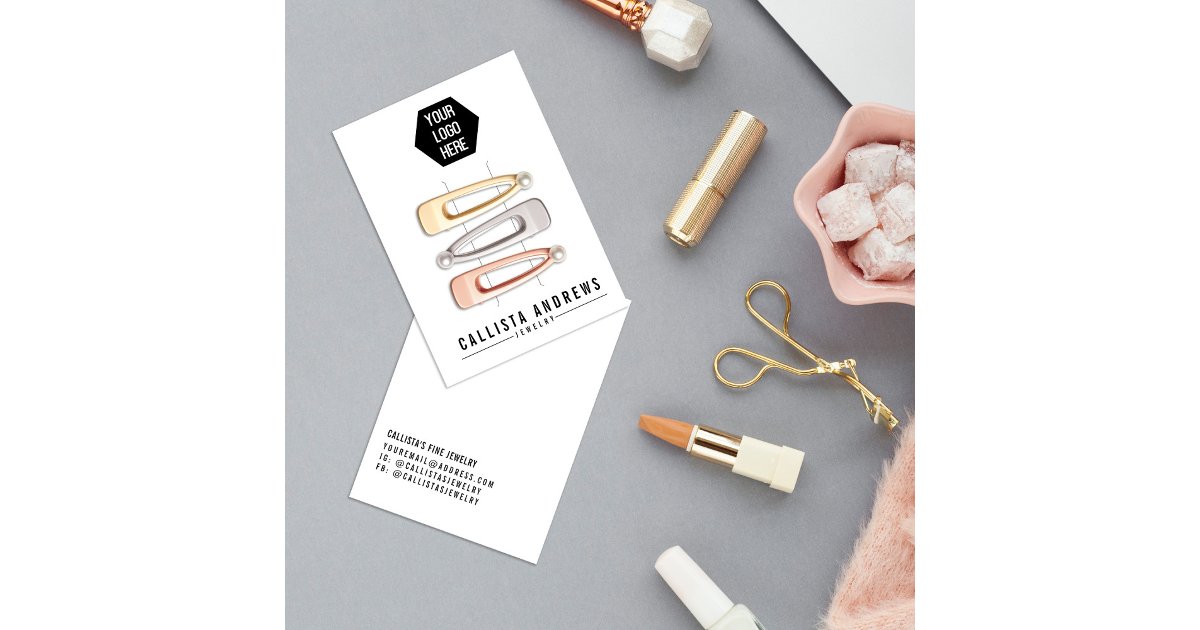 Simple Black White Multiple Hair Clip Display Card | Zazzle