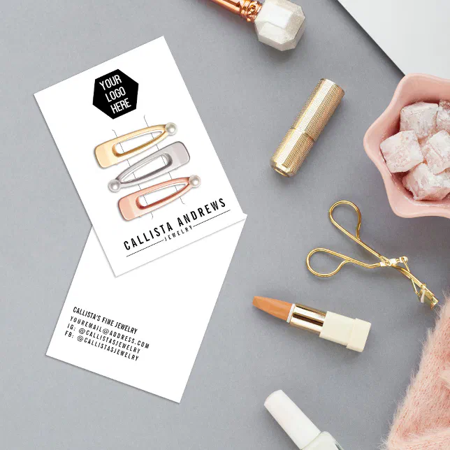 Simple Black White Multiple Hair Clip Display Card | Zazzle