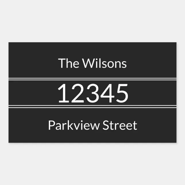 Simple Black & White Name Street Address Mailbox Rectangular Sticker ...