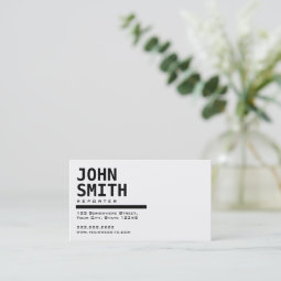Simple Black & White Reporter Business Card | Zazzle