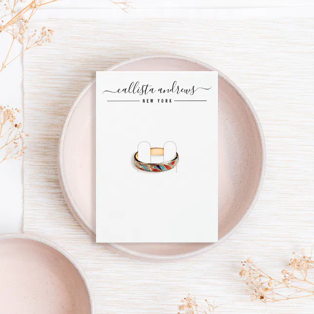 Simple Black White Script Brooch Display Card | Zazzle