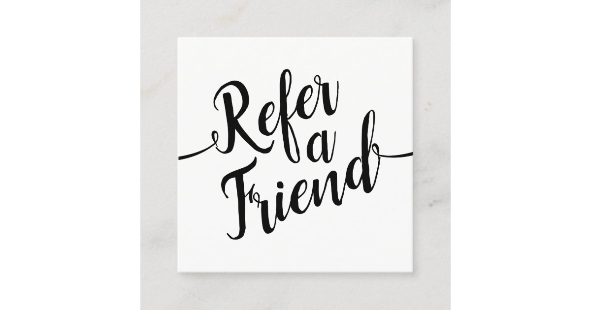 Simple Black White Script Calligraphy Referral | Zazzle