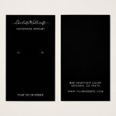 Simple Black White Script Earring Display Card | Zazzle