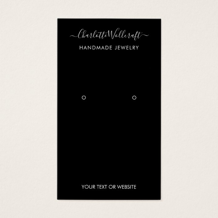 Simple Black White Script Earring Display Card | Zazzle.com