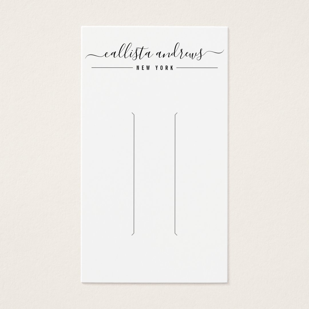 Simple Black White Script Hair Clip Display Card | Zazzle