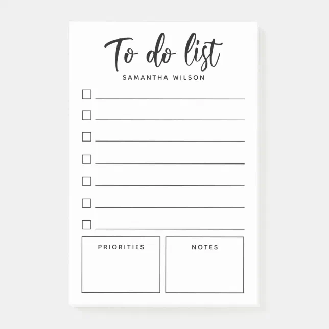 Simple Black & White To Do List Post-it Notes | Zazzle