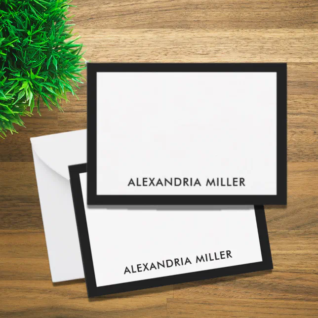 Simple Black White Typographic Name Note Card | Zazzle