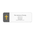 Simple, Black with a Gold Cross Return Address Label | Zazzle