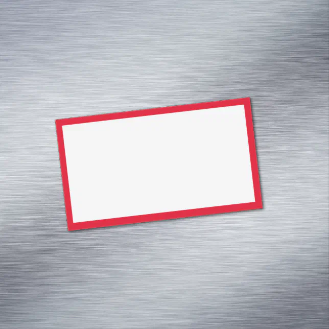 Simple Blank White and Bright Red Border Business Card Magnet | Zazzle