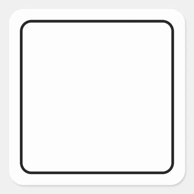 Simple Blank White with Black Border Square Sticker | Zazzle