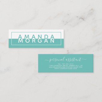 Simple Block Color Modern Reflection Mini Business Card | Zazzle