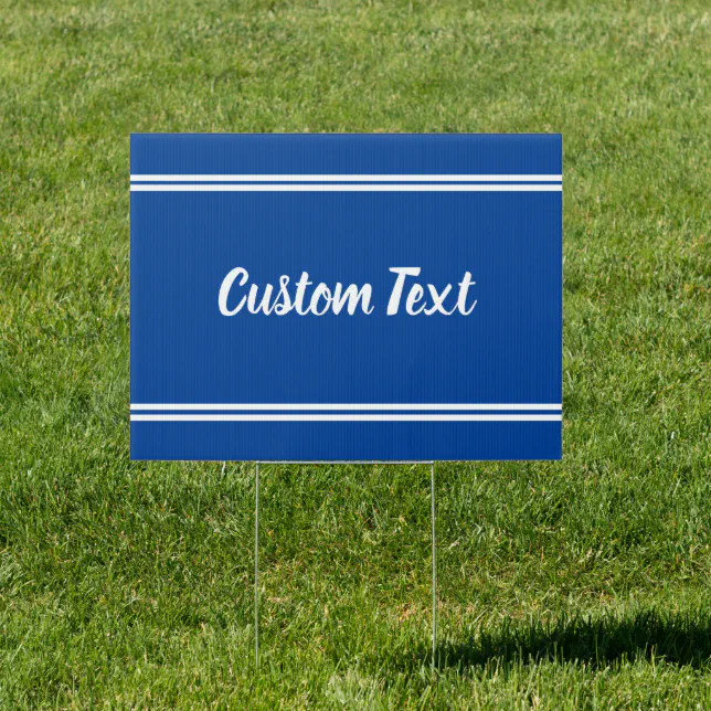 Simple Blue and White Add Your Text Script Sign | Zazzle
