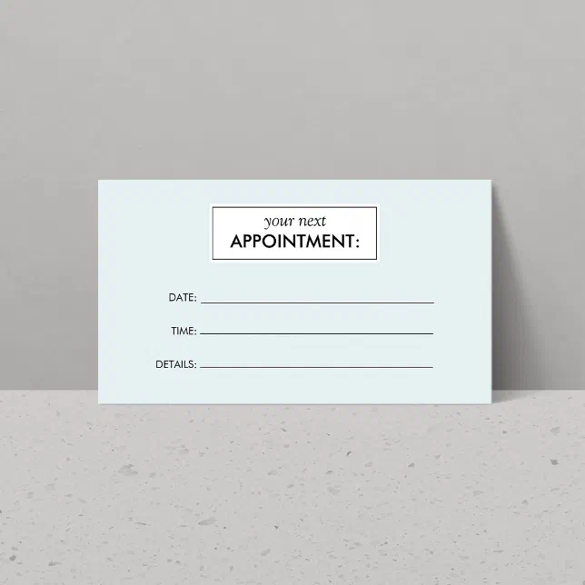 Simple Blue Appointment Card | Zazzle