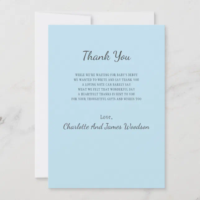 Simple Blue Baby Boy Shower Thank You | Zazzle