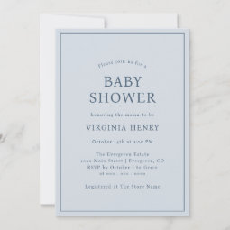 Simple Blue Baby Shower Invitation | Zazzle