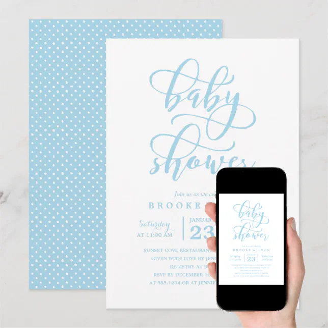 Simple Blue Baby Shower Invitation | Zazzle