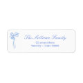Simple blue bow return address label | Zazzle