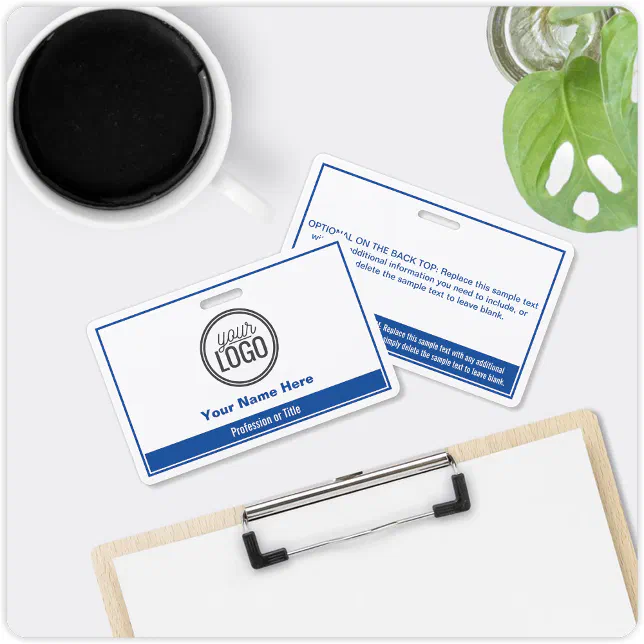 Simple Blue Color Block Professional Name Tag Badge | Zazzle