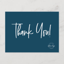 Simple Blue Customer appreciation logo editable Postcard | Zazzle
